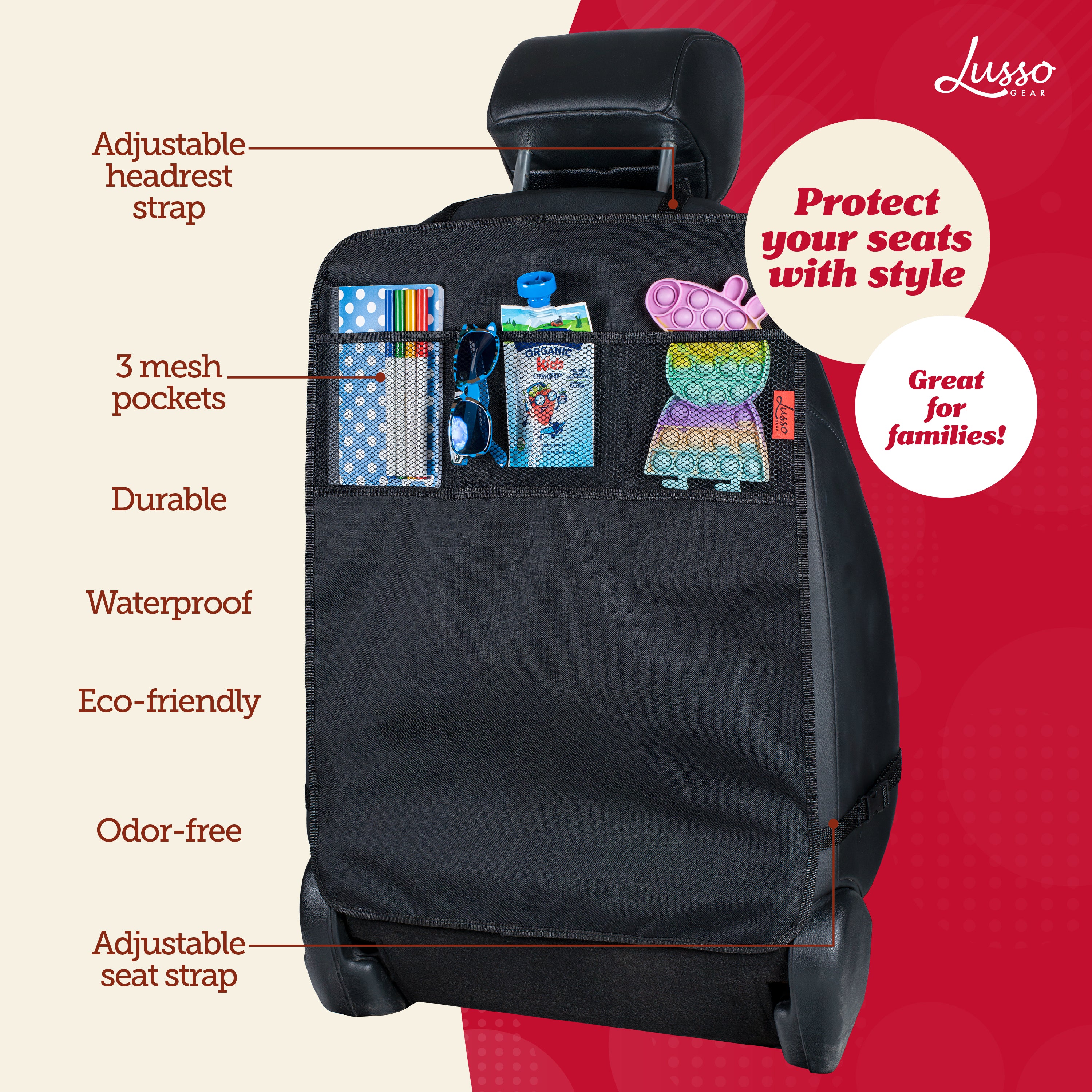 Back Seat Protector: Kick Mat with Storage – Lusso Gear