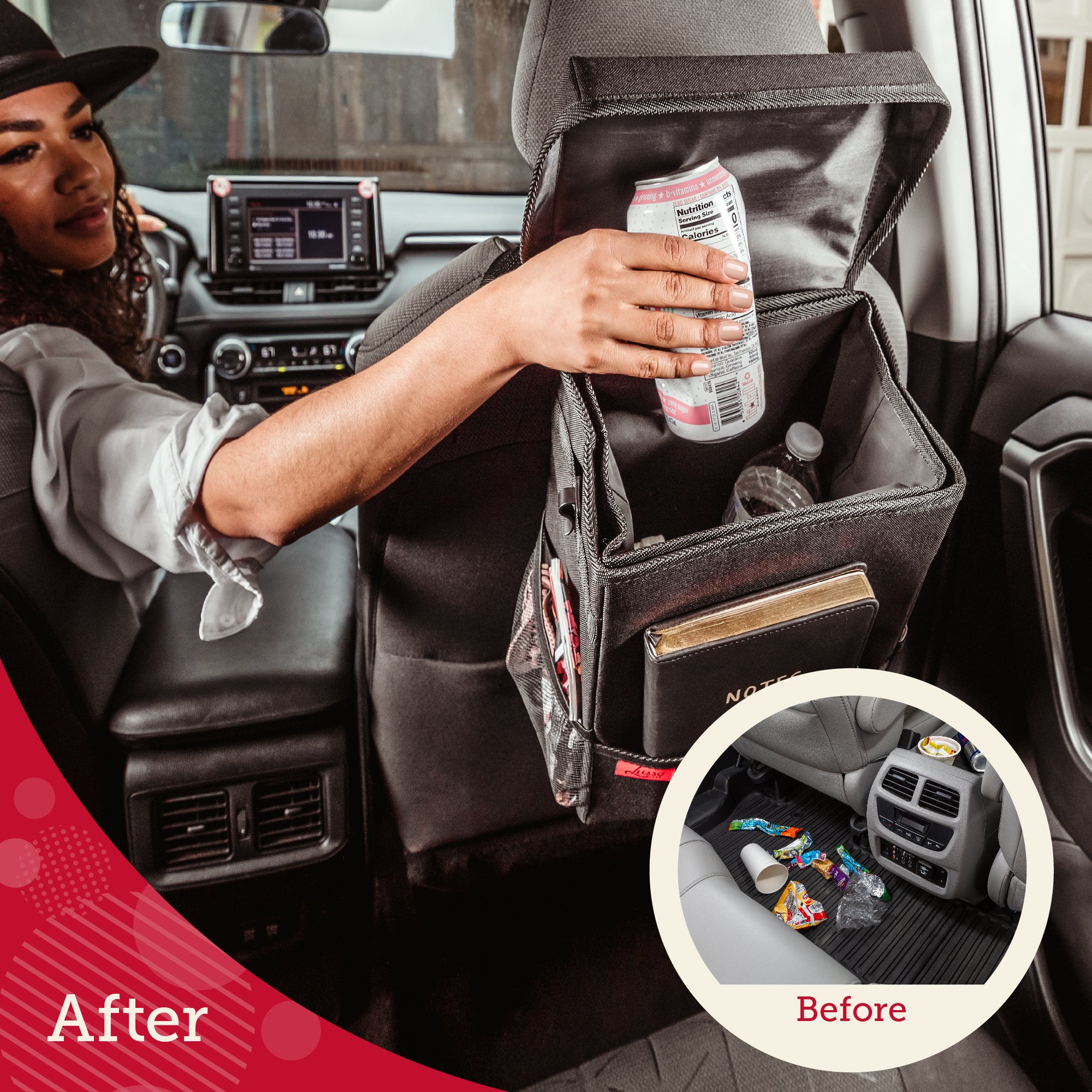 Lusso Gear Car Trash Can for Everyday Use - No More Messy Seats